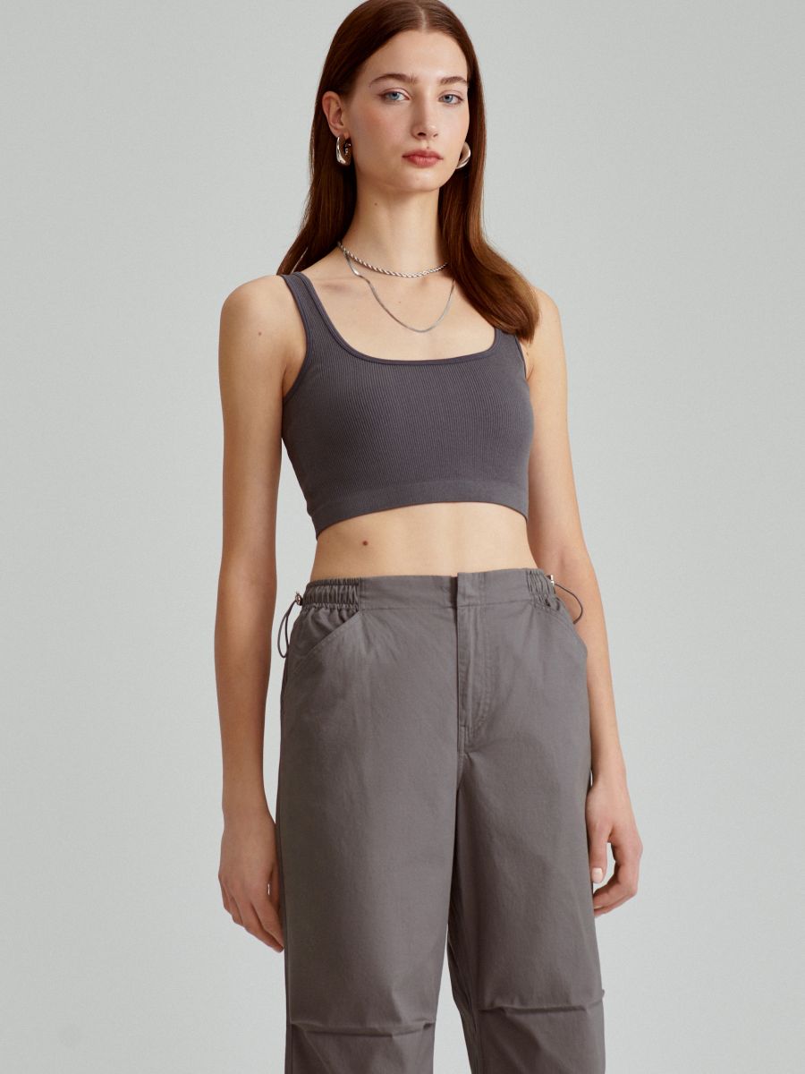 Crop top Barva tmavošedý - HOUSE - 269AF-90X