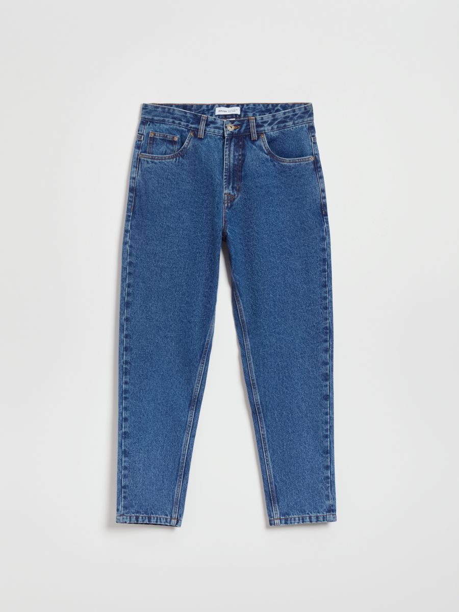 Niebieskie jeansy baggy fit z efektem sprania - HOUSE - 454AG-55J