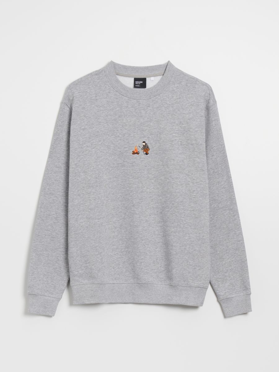 Hanorac cu broderie Culoare mid grey - HOUSE - 5242X-85M