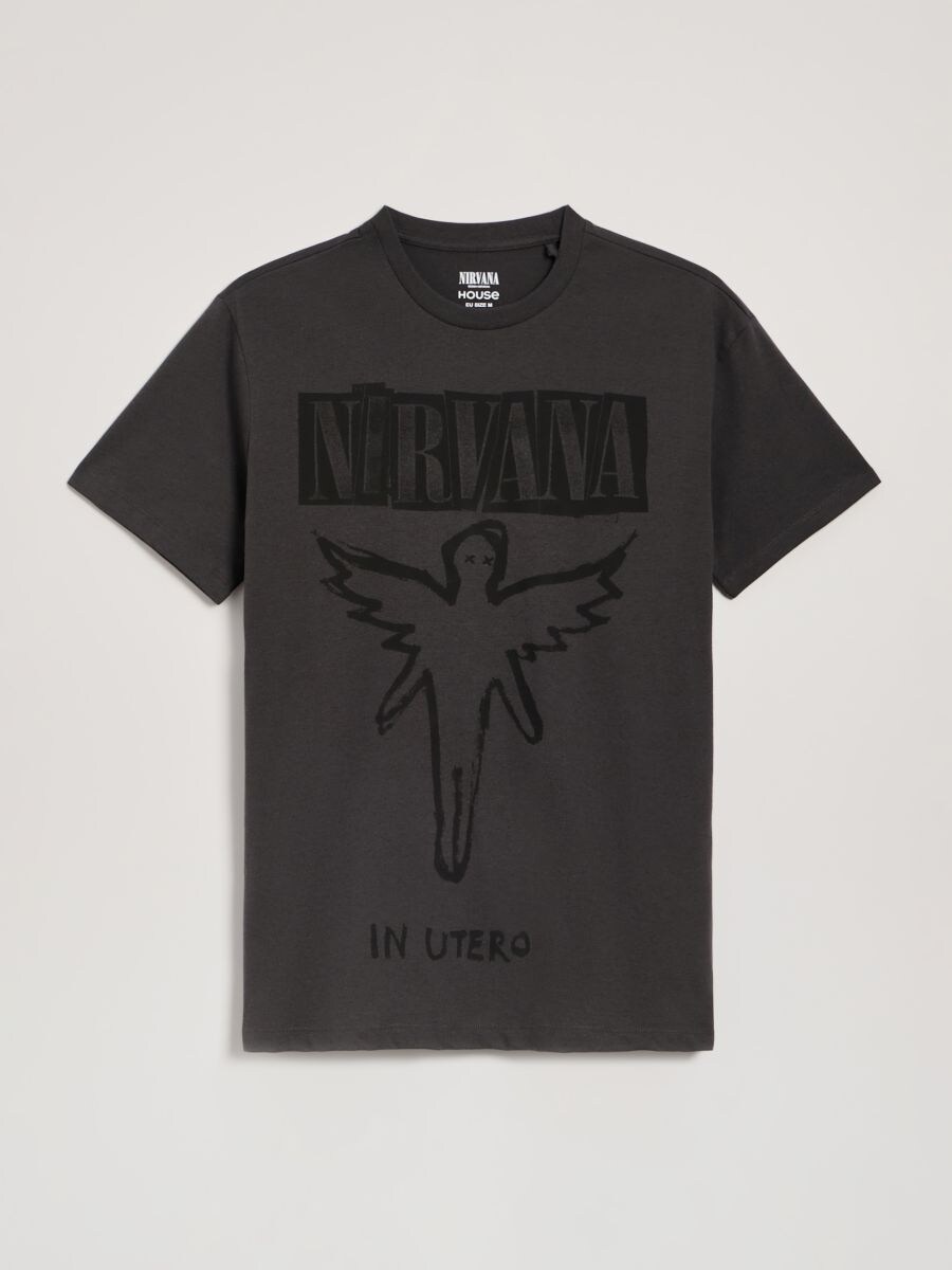 Majica Nirvana boja tamno siva - HOUSE - 658BP-90X
