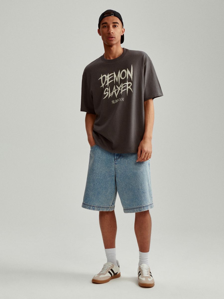 Футболка з принтом Demon Slayer Колір темно-сірий - HOUSE - 6735X-90X