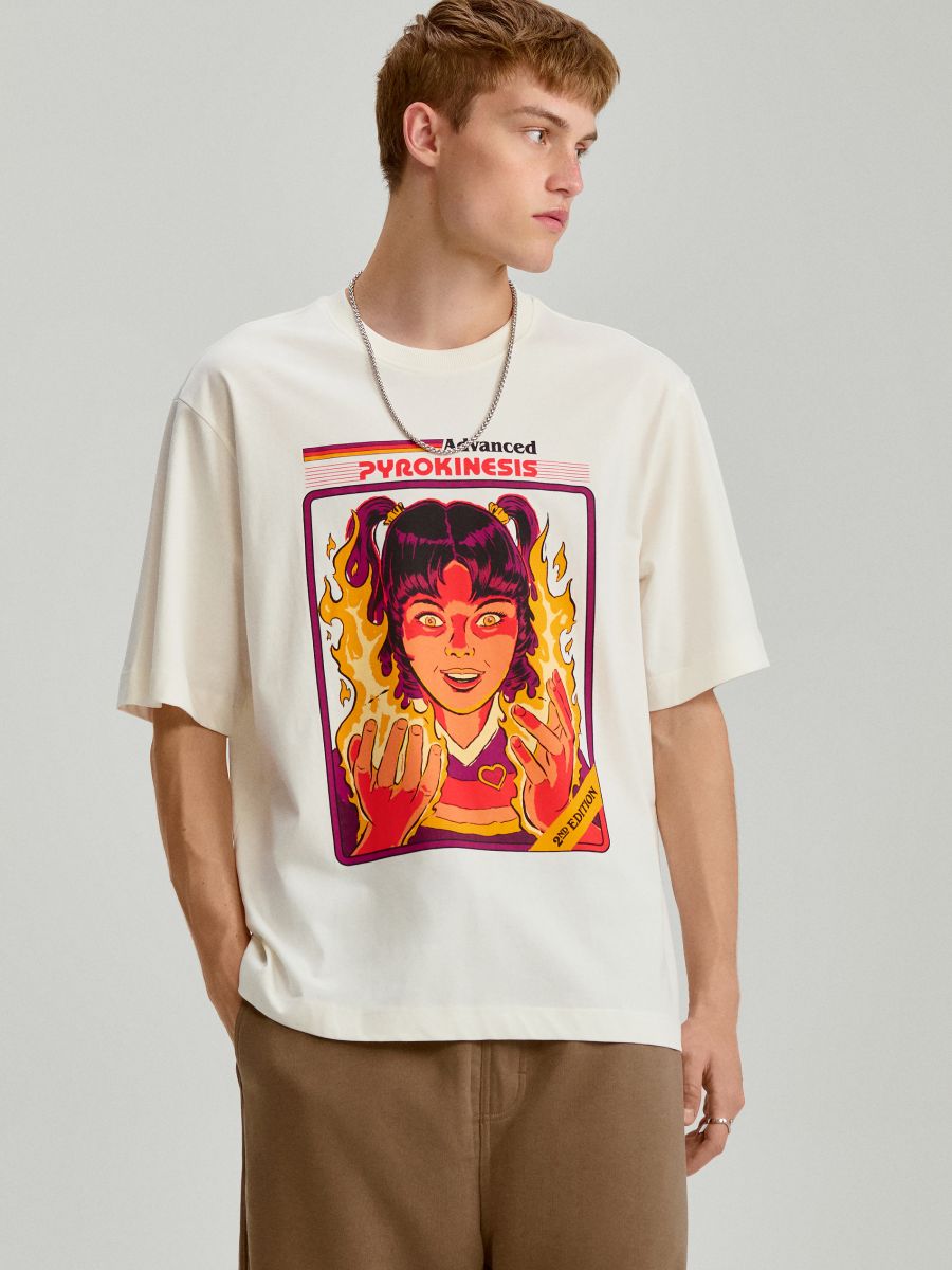 Majica sa printom Steven Rhodes boja krem - HOUSE - 719EE-01X