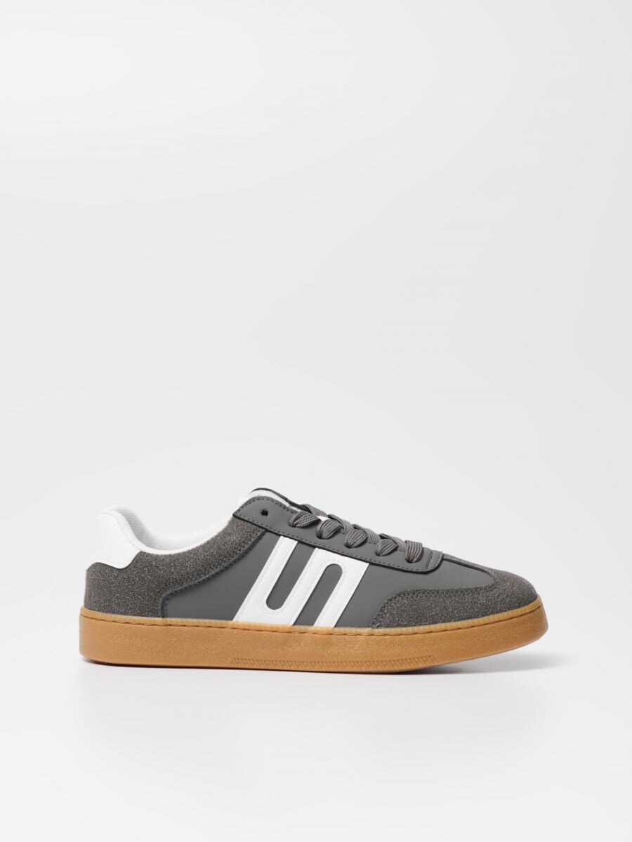 Grafitowe sneakersy w stylu retro - HOUSE - 780AE-90X