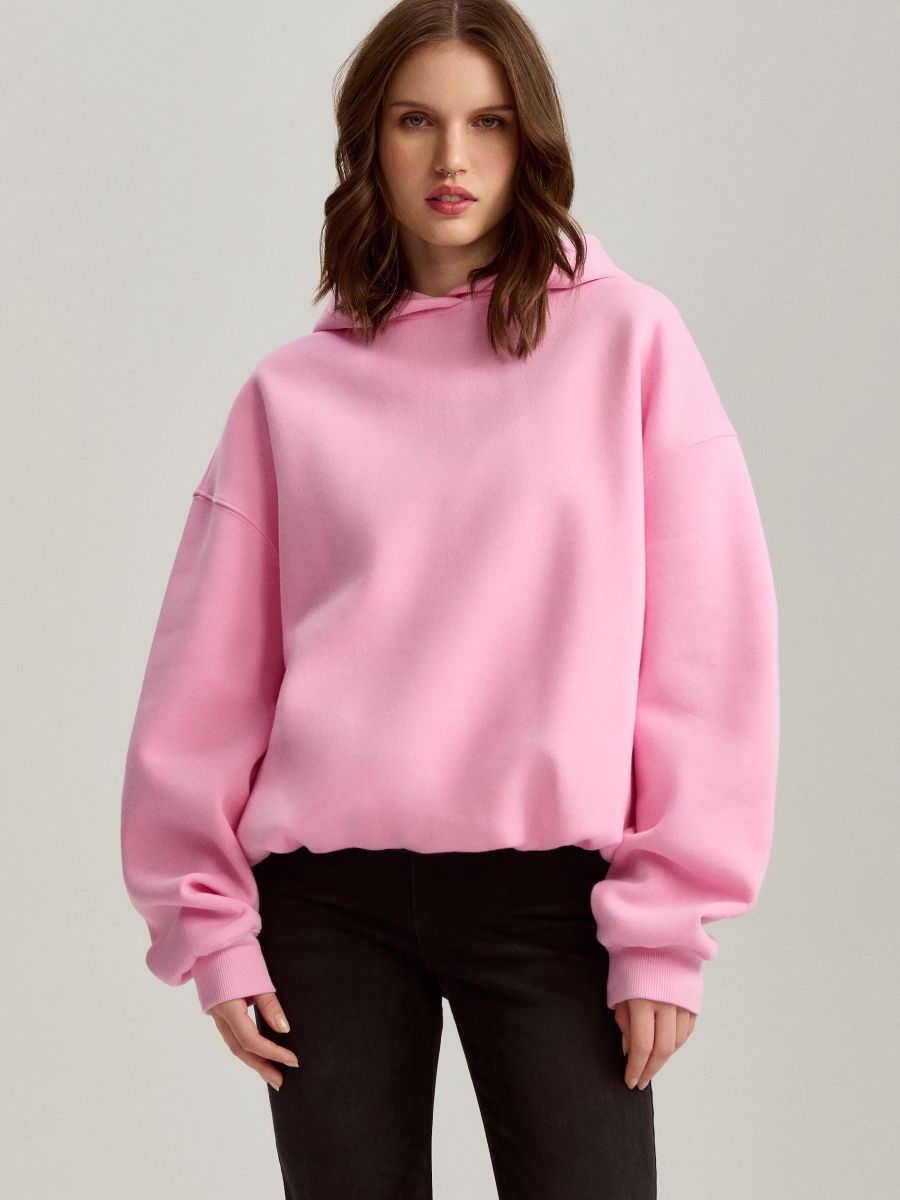 Różowa bluza z kapturem oversize basic - HOUSE - 882DO-40X