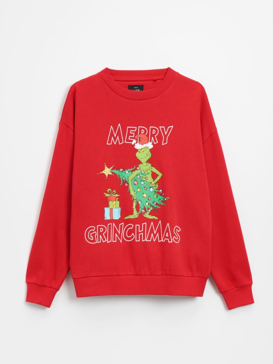 Bluza z nadrukiem Grinch czerwona - HOUSE - 9680R-33X