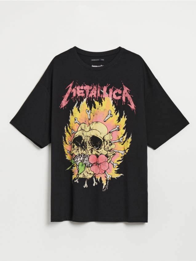 Czarna Koszulka Oversize Z Nadrukiem Metallica HOUSE 4050U 99X Czarna Koszulka Oversize Z Nadrukiem Metallica HOUSE 4050U 99X